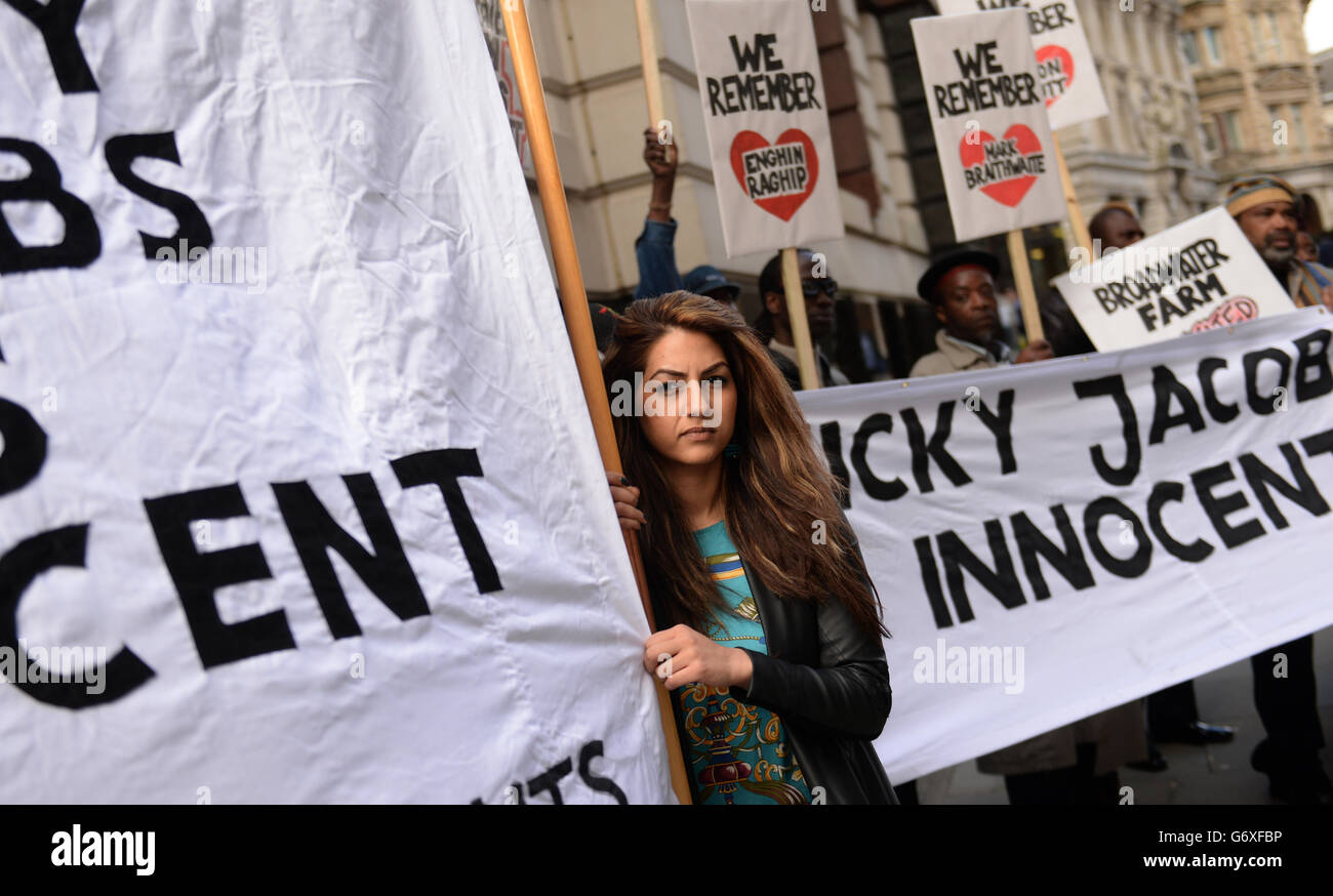 Protesters outside the Old Bailey, as Nicholas Jacobs stands trial for ...