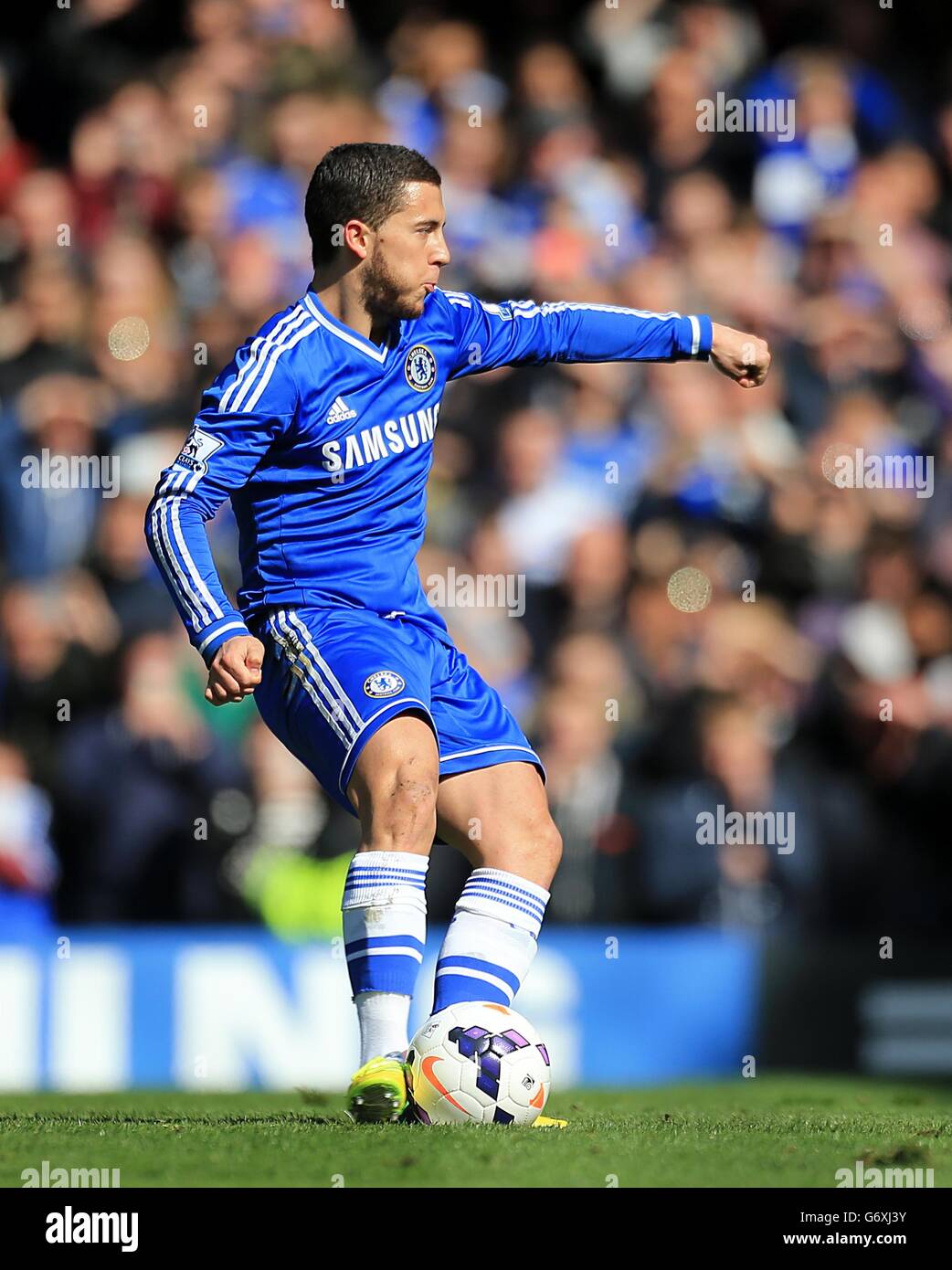 Chelsea's Eden Hazard scores his side's third goal from the penalty ...