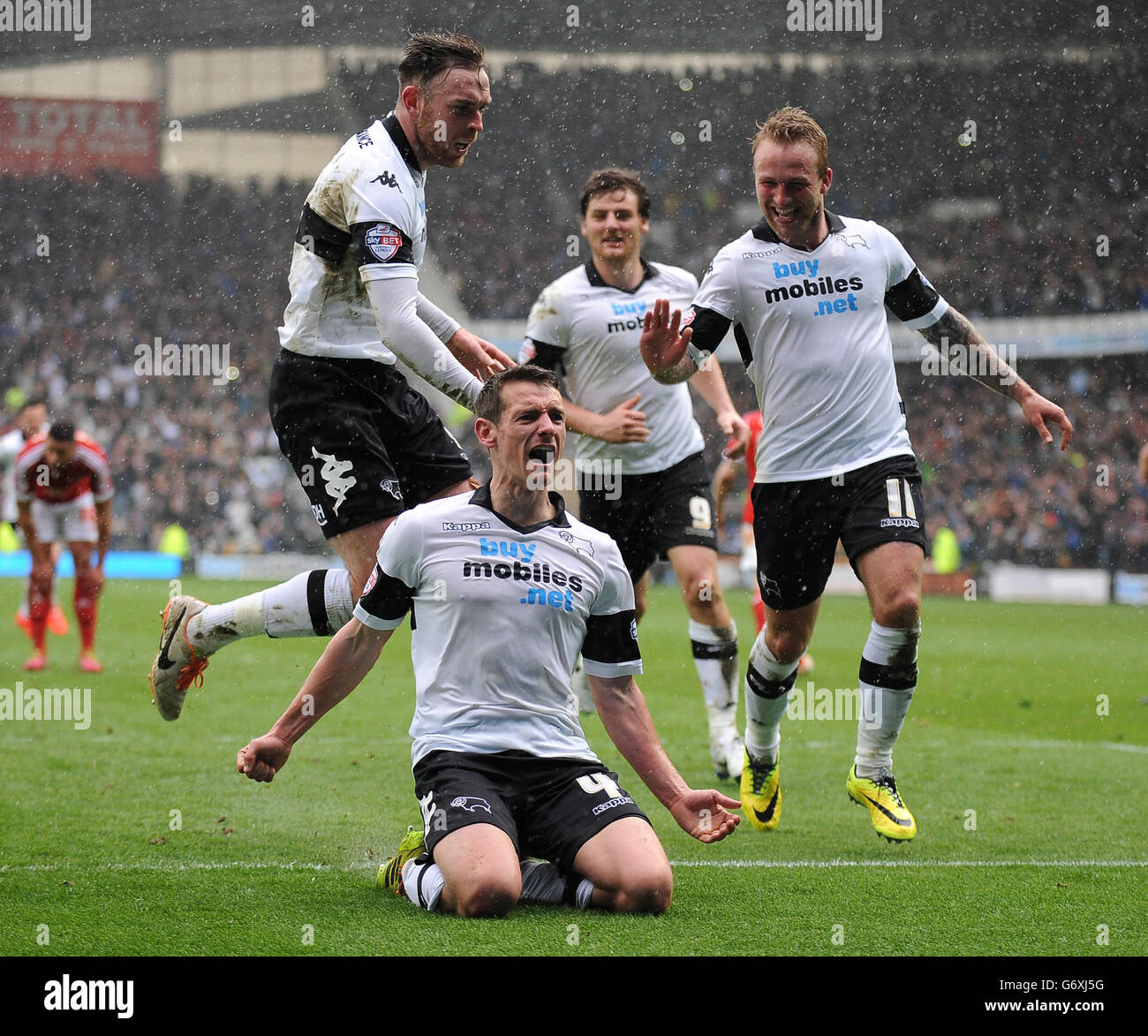 Derby County's Craig Bryson celebrates after scoring his third goal and ...