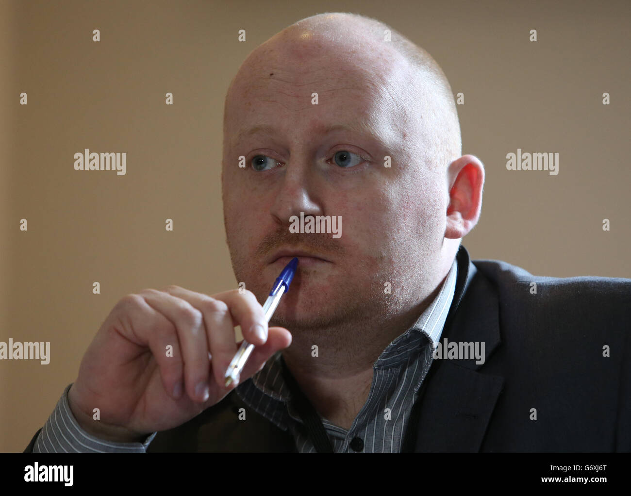 Labour for Independence leader Allan Grogan at a Labour conference ...