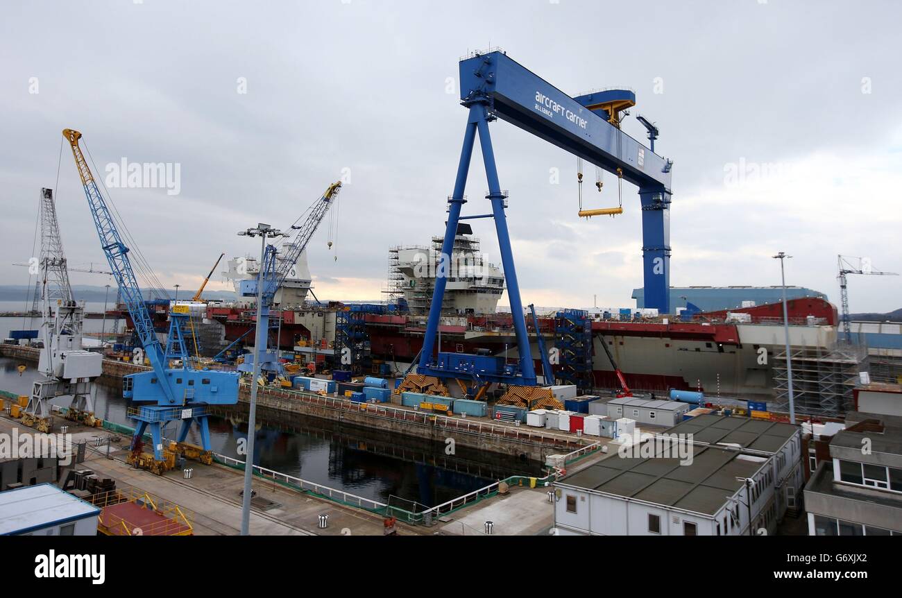 Work continues on HMS Queen Elizabeth Aircraft Carrier at Rosyth Docks ...