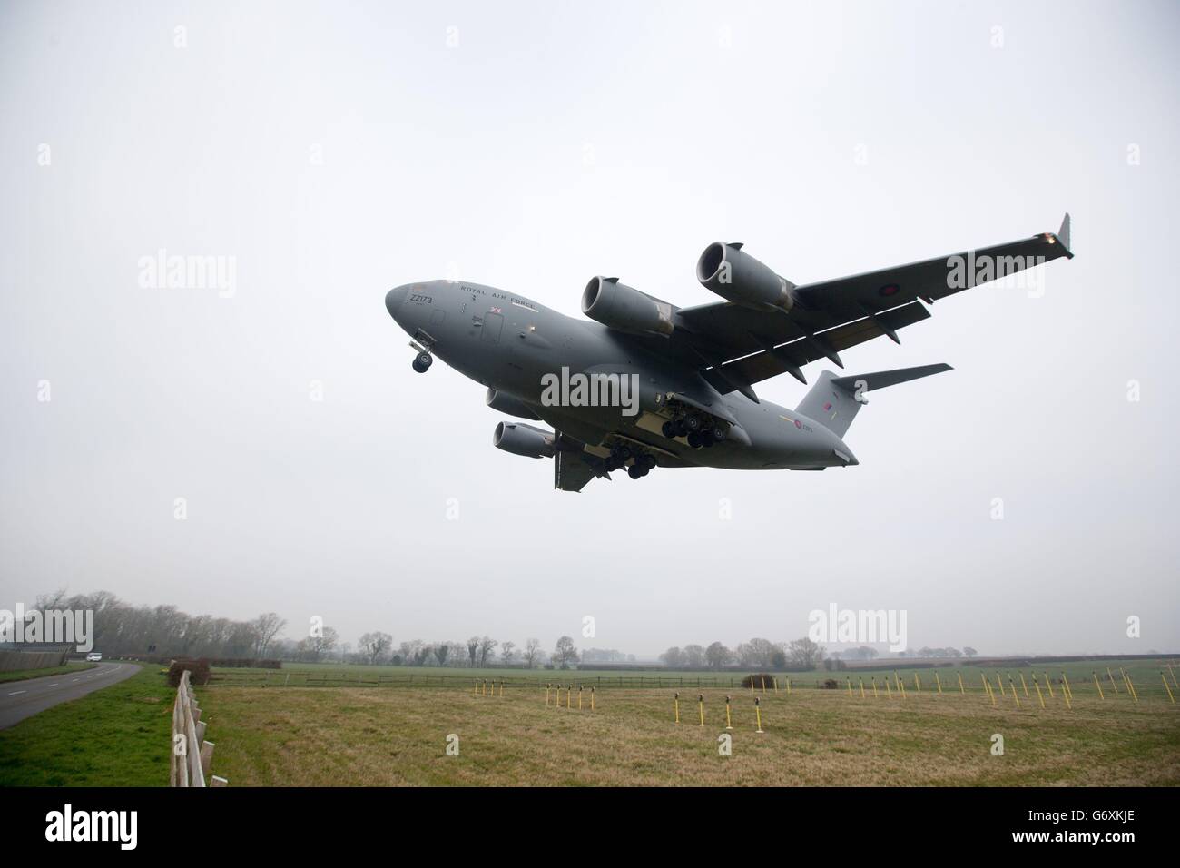 The military plane carrying the coffin of Sapper Adam Moralee of 32 ...