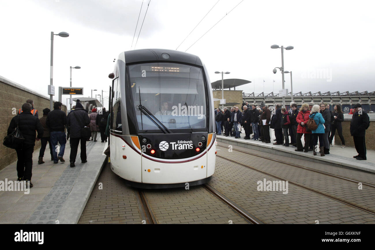 Murrayfield stadium tram stop hi-res stock photography and images - Alamy