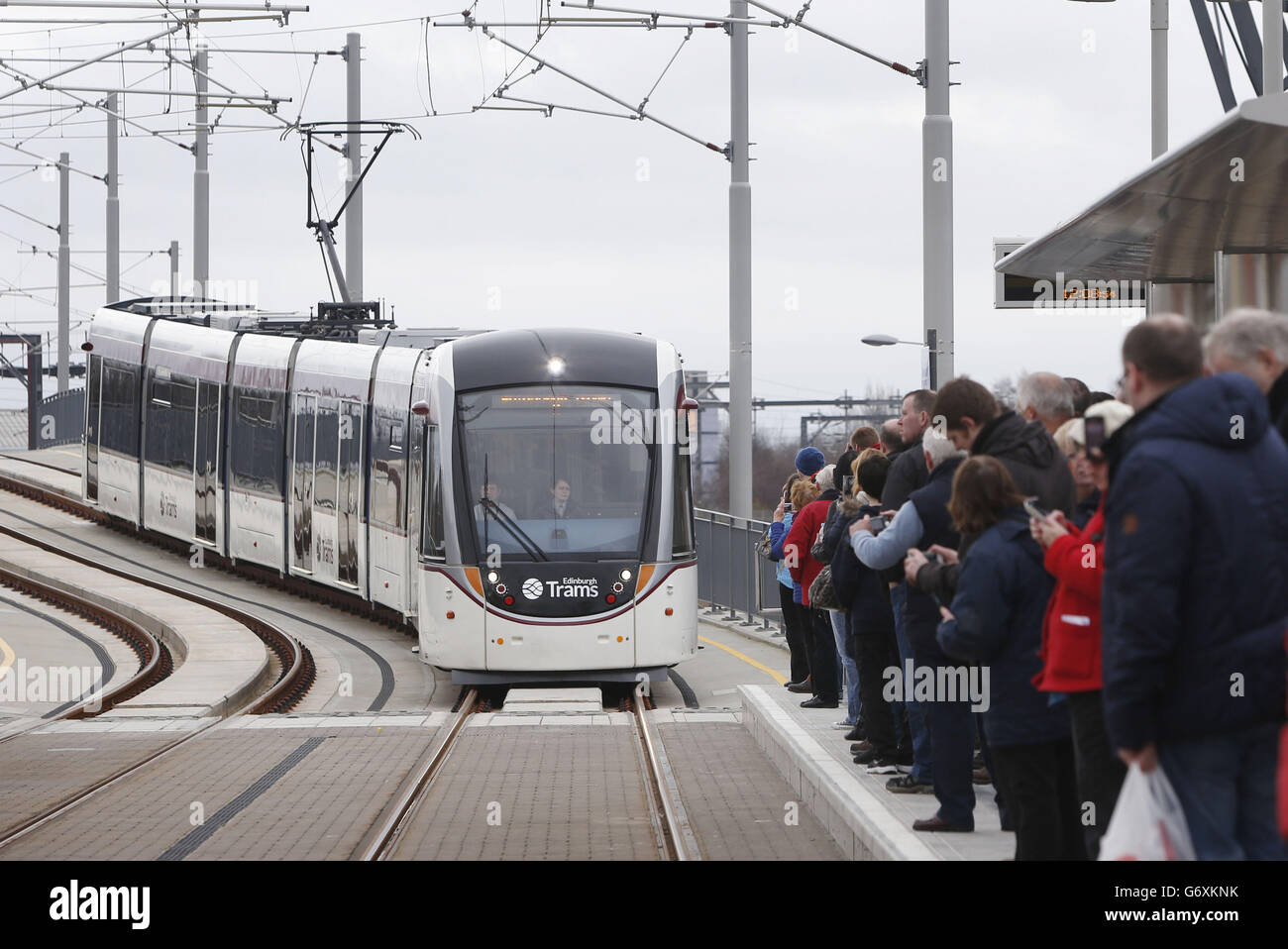 Tram crowd management exercise Stock Photo - Alamy