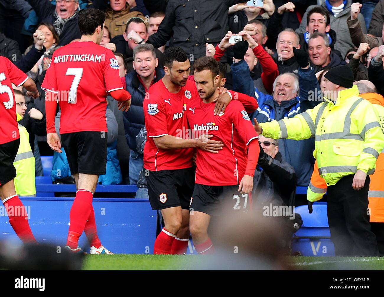 Cardiff City's Juan Cala (right) celebrates with team-mate Steven ...