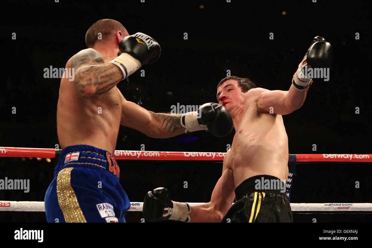 Boxing - Echo Arena Liverpool. Kevin Mitchell (left) lands the Knockout ...