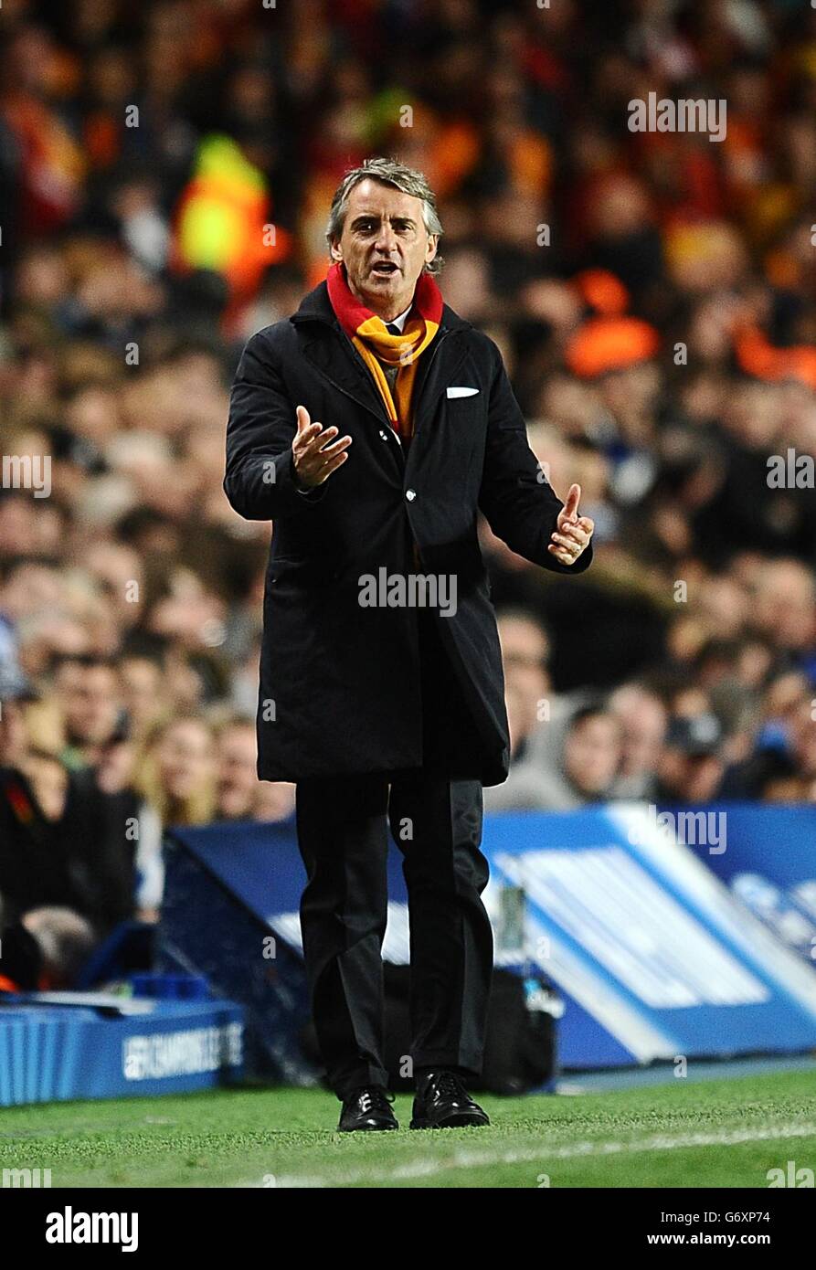 Galatasaray manager Roberto Mancini gives instructions on the touchline ...