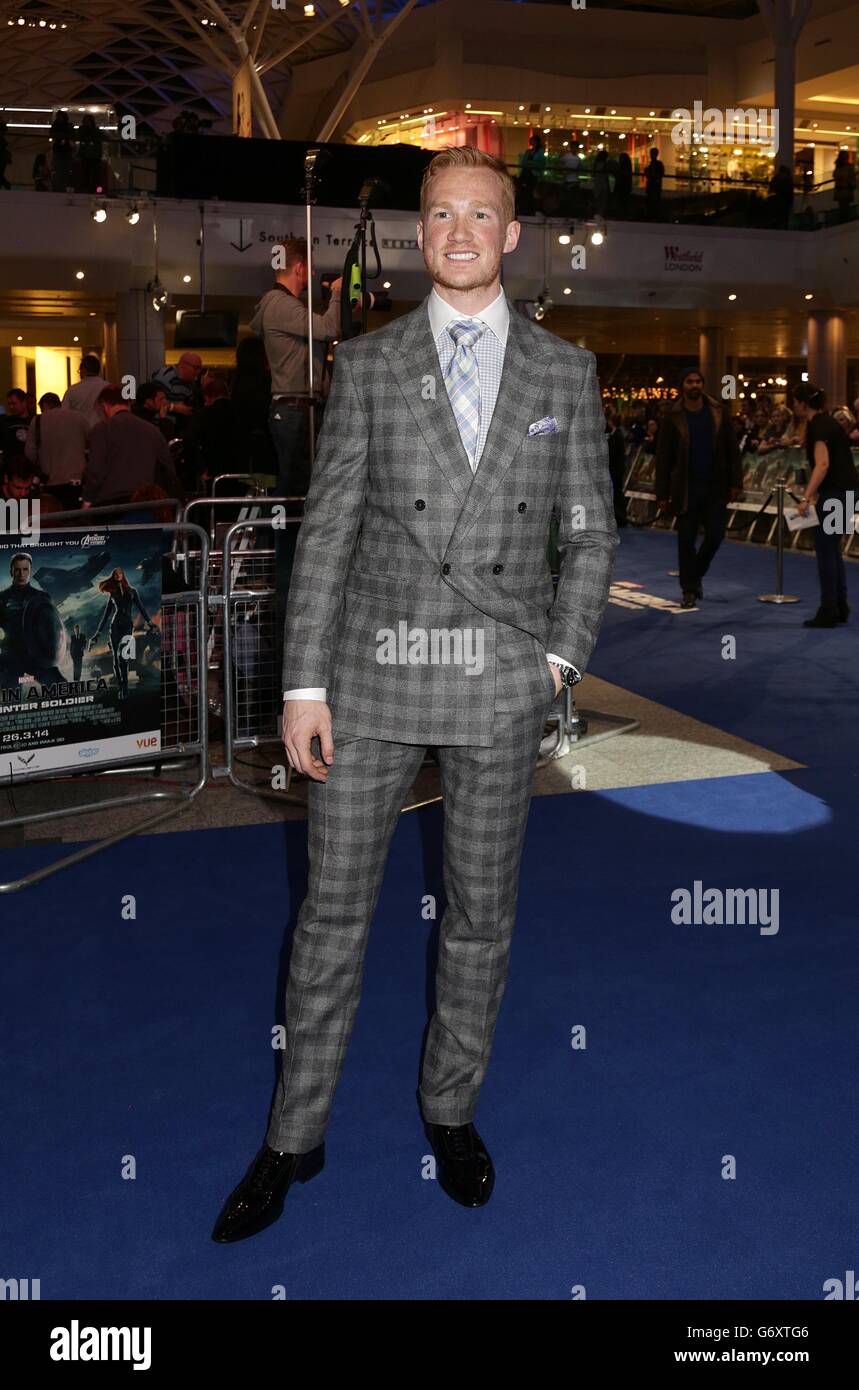 Greg Rutherford attending the Captain America: The Winter Soldier ...