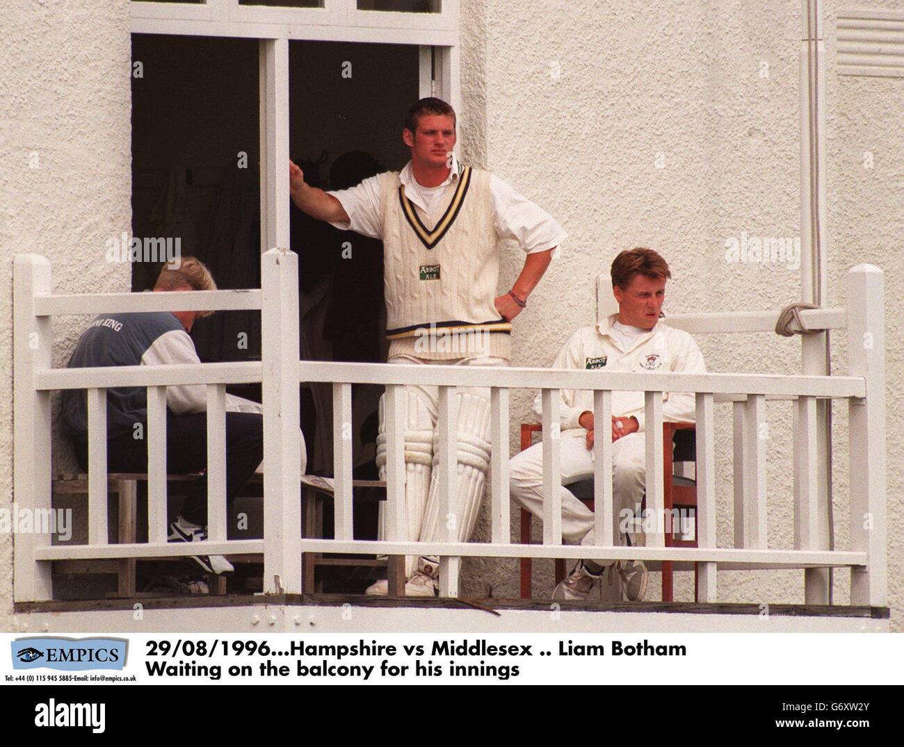 29/08/1996. Hampshire vs Middlesex .. Liam Botham Waiting on the ...