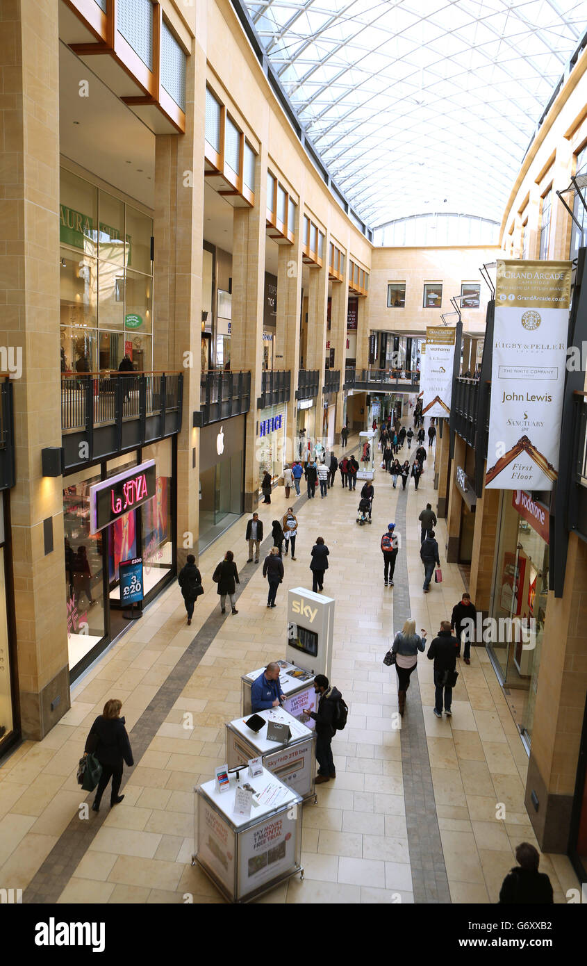 General view of The Grand Arcade shopping centre in Cambridge city ...