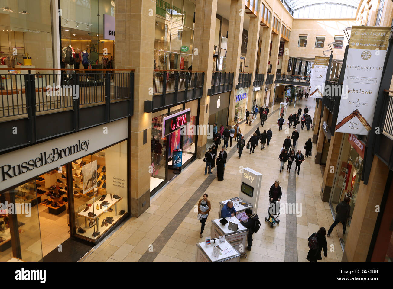 General view of The Grand Arcade shopping centre in Cambridge city ...