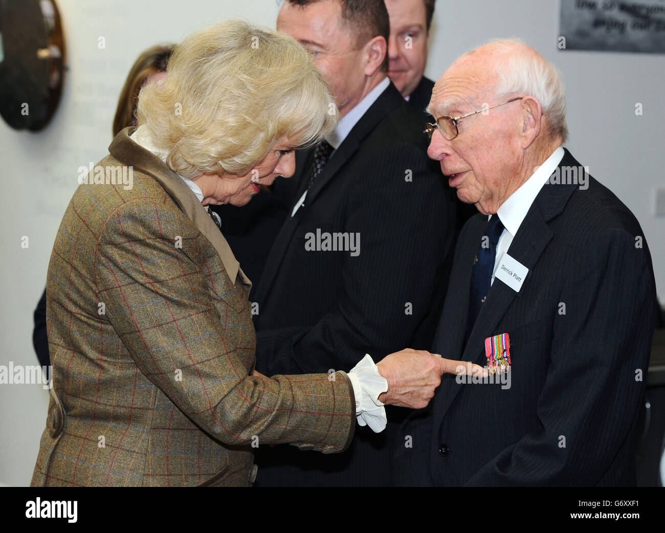 The Duchess of Cornwall speaks with Derrick Platt during a visit to St ...