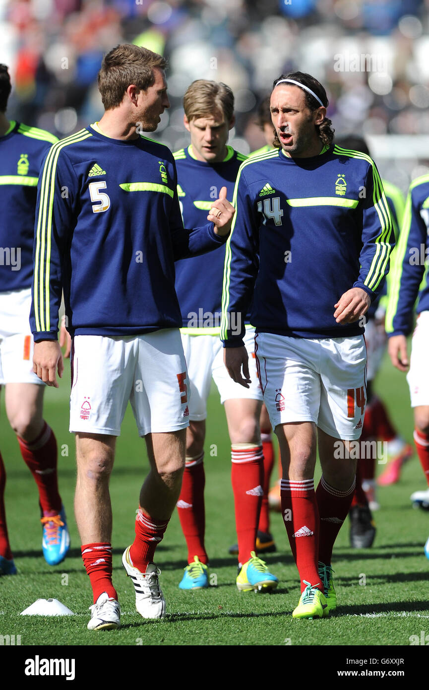 Nottingham Forest's Danny Collins (left) and Jonathan Greening Stock ...