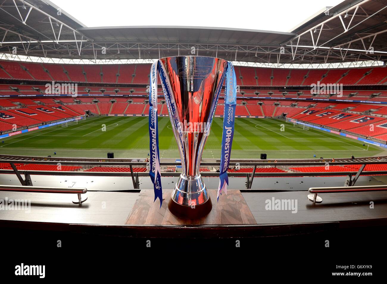 General view of the Johnstone's Paint Trophy in front of Wembley ...