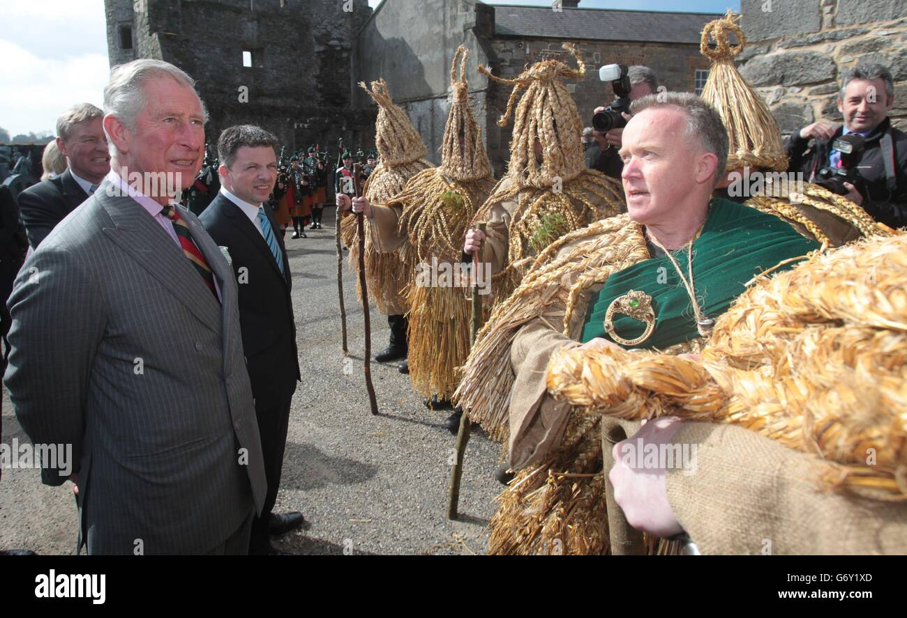 The Prince of Wales (left) meets a group of Irish Mummers at ...