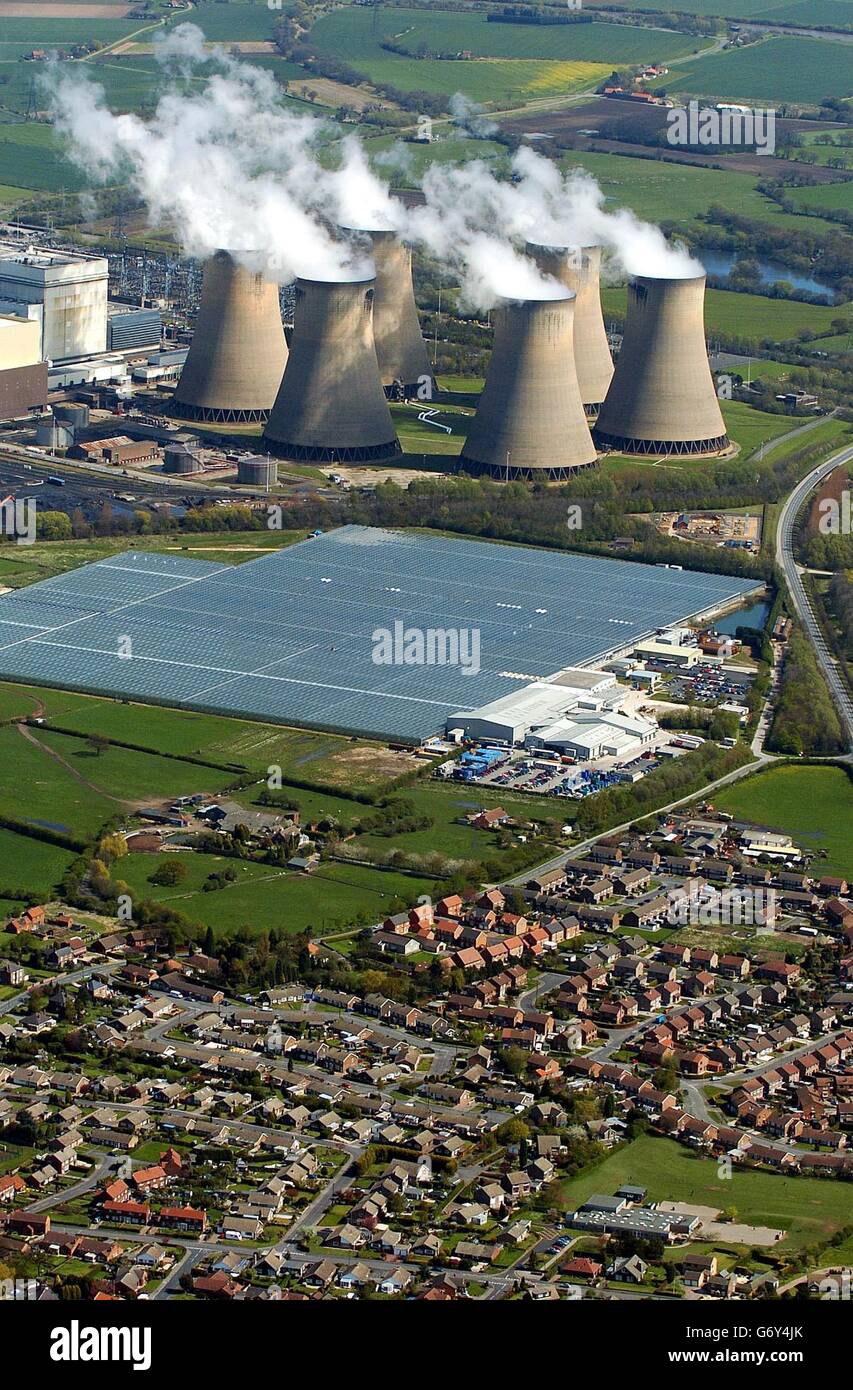 An aerial view of the Drax Power Station in the Vale of York. It is the largest coal-fired power ...