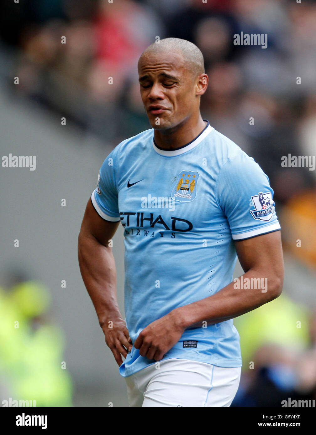 Manchester City's captain Vincent Kompany trudges off after red card ...