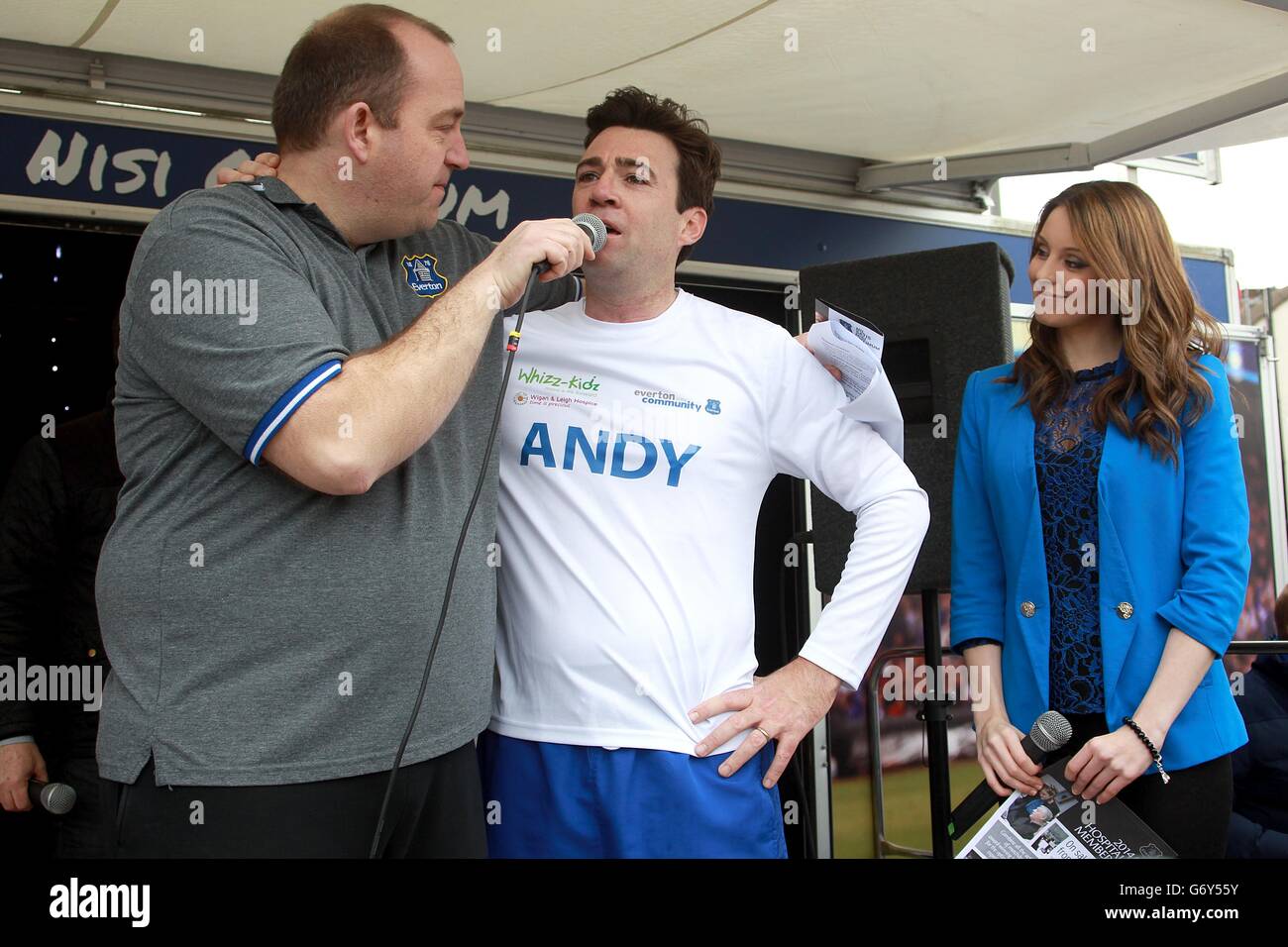 Andy Burnham MP after running from his home in Leigh, to Goodison Park ...