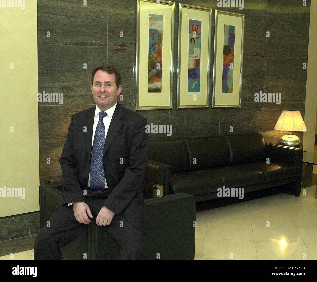 Conservative co-chairman Dr Liam Fox inside the new Conservative office ...