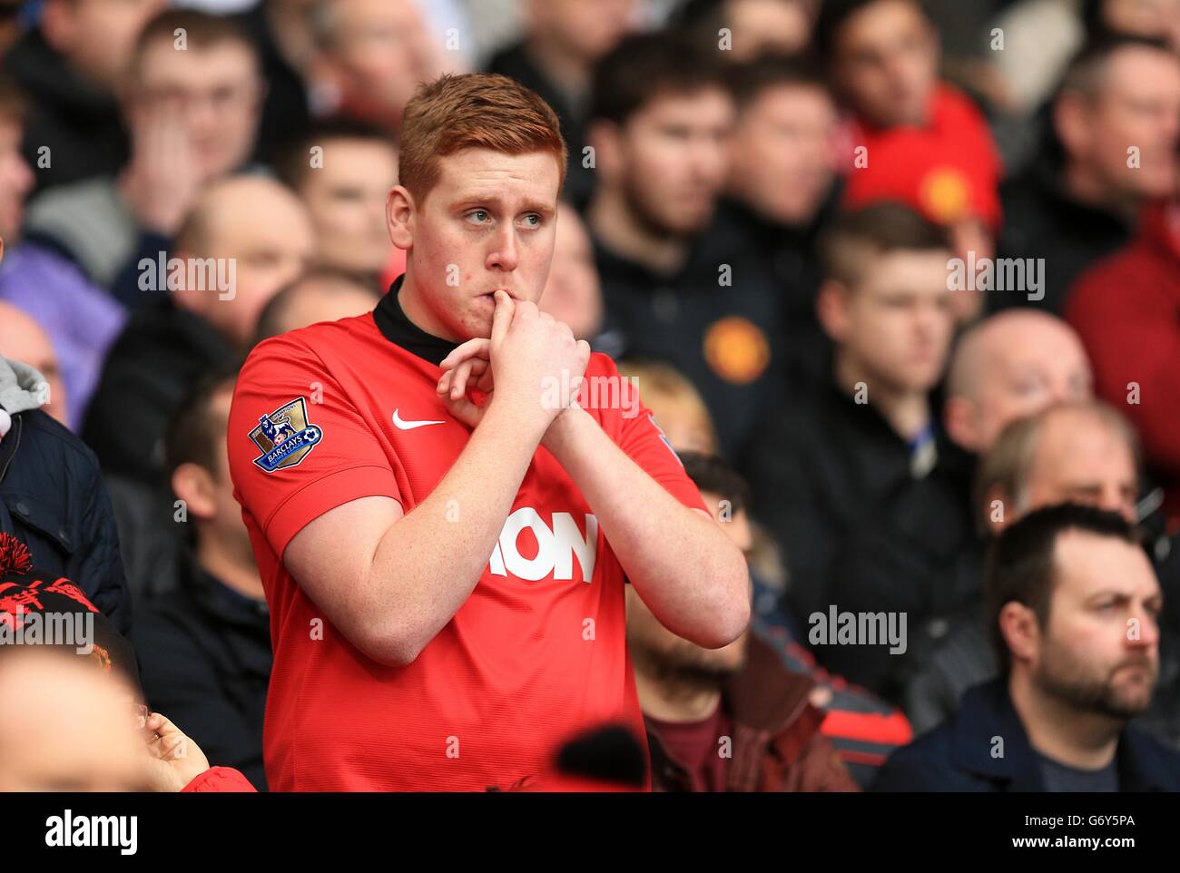 Manchester united fans show their emotions in the stands hi-res stock ...