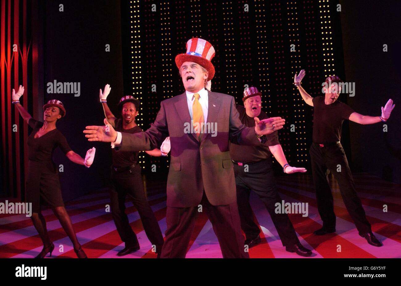 Actor Stuart Milligan as American President George Bush during a ...