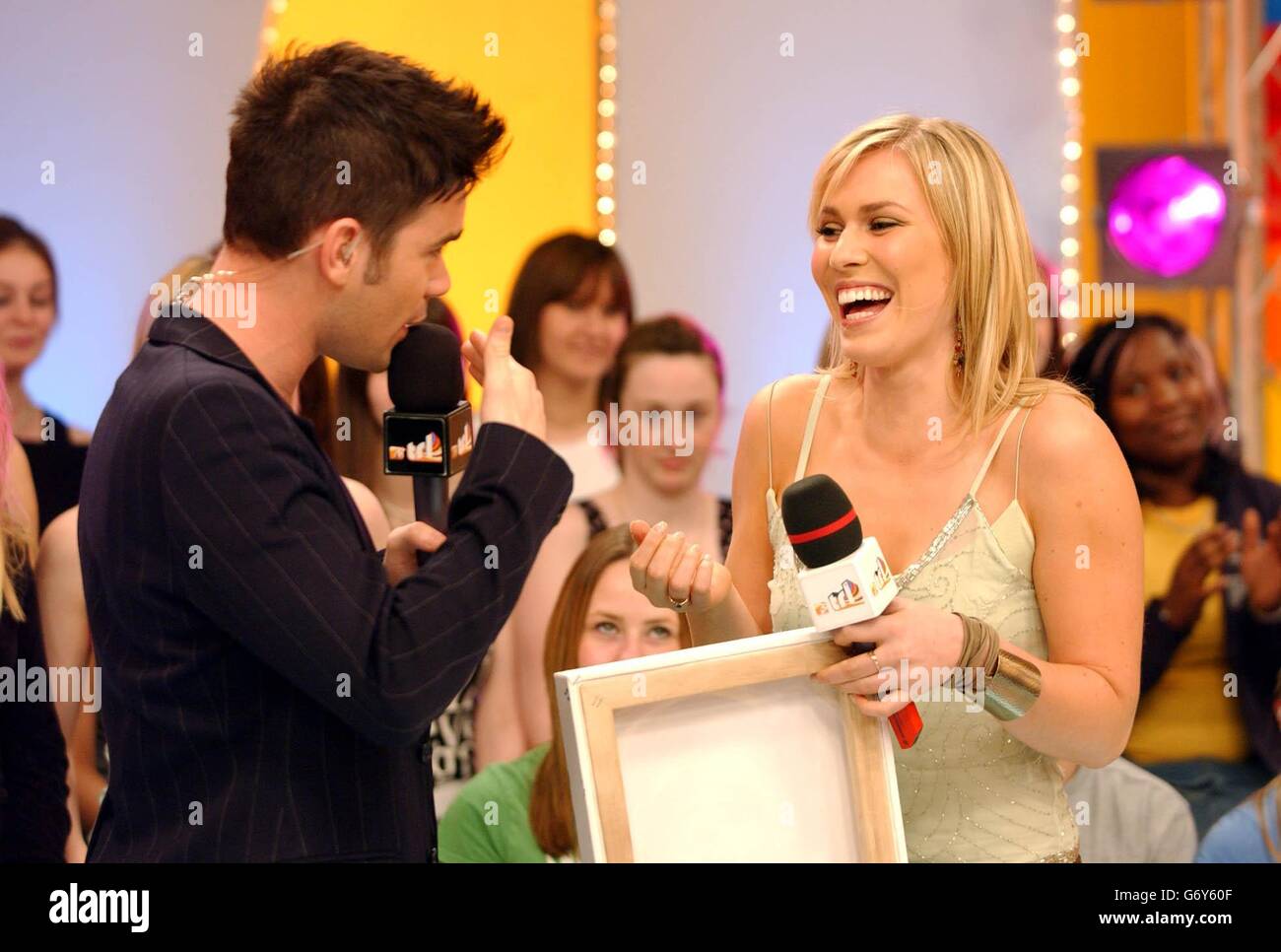 MTV presenter Dave Berry with singer Natasha Bedingfield during her ...