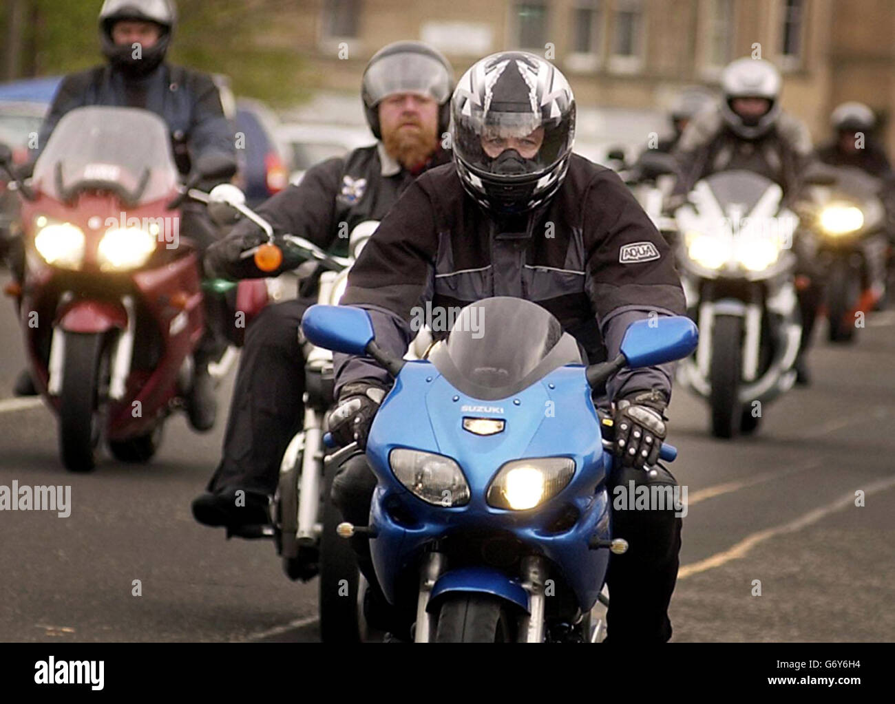 Members of the British Blue Knights, a motorcycle club for serving and ...