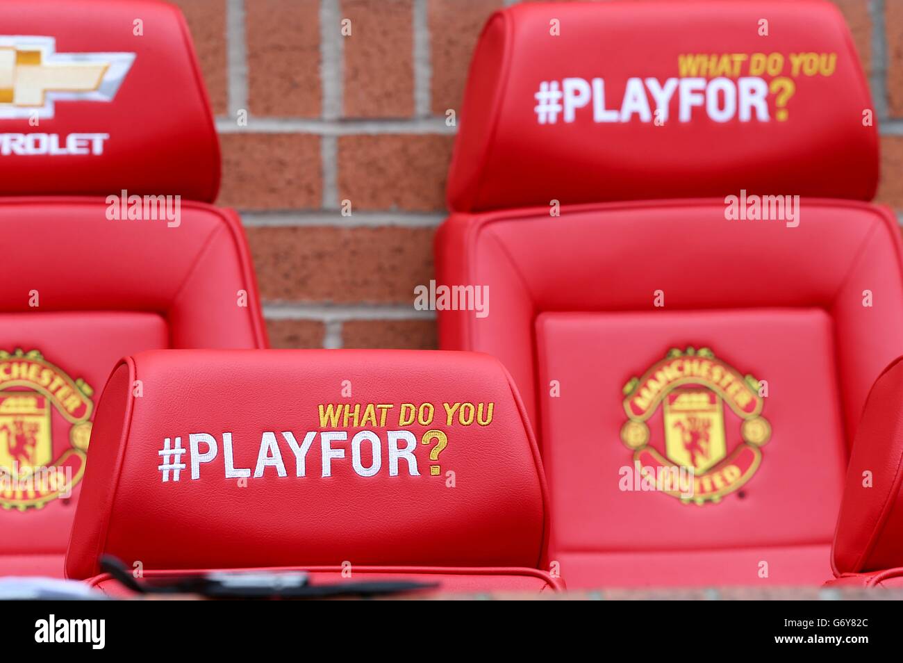 The substitutes bench at old trafford hi-res stock photography and ...