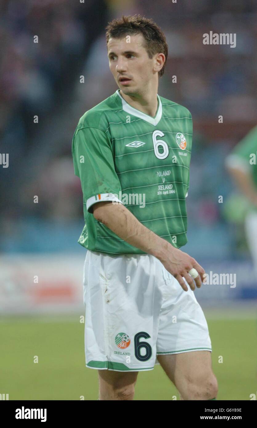 Ireland's Liam Miller takes a breather during the Poland v Ireland ...