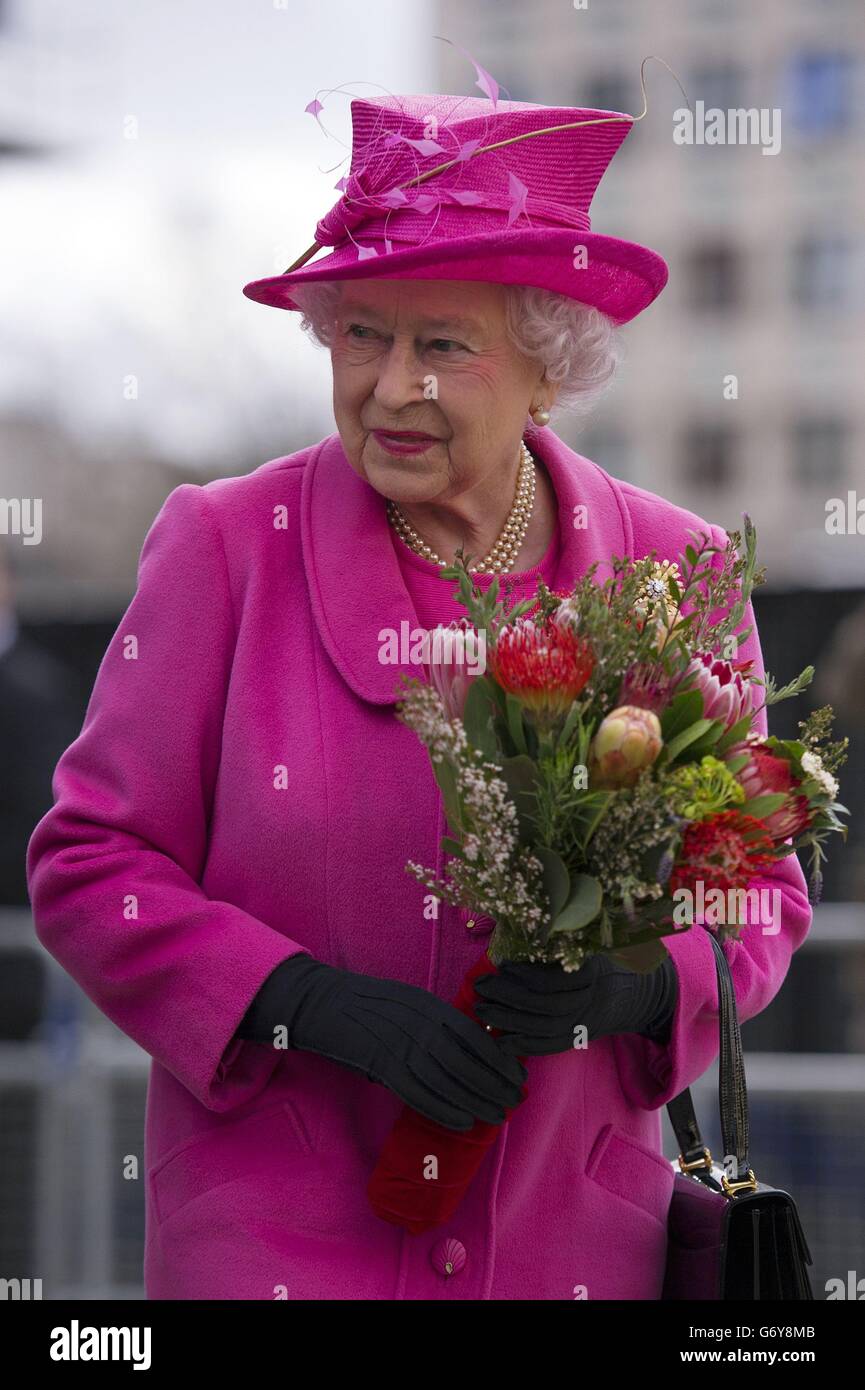 Queen Elizabeth II during a visit to the Rambert dance company in ...