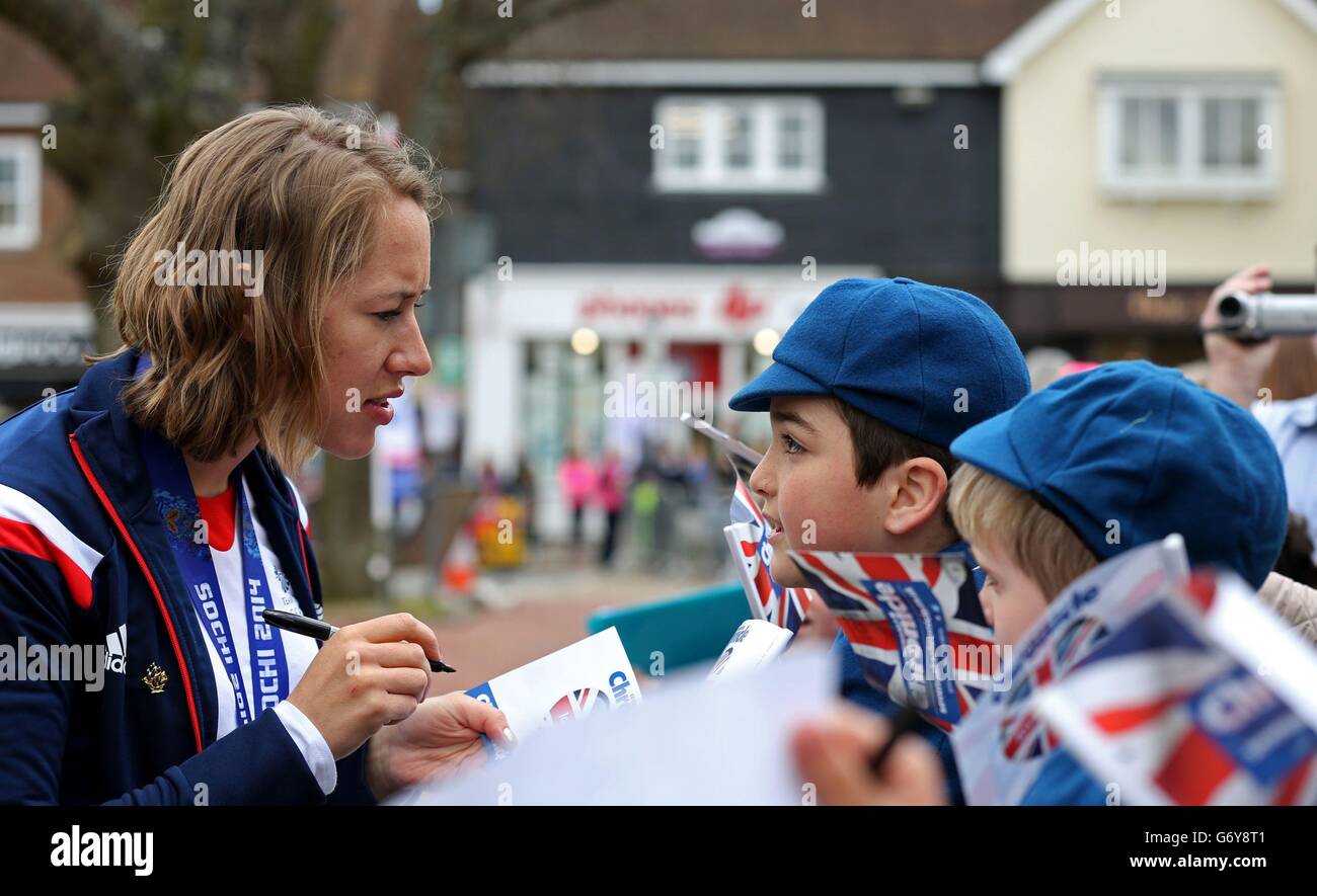 Lizzy Yarnold parade. Winter Olympics gold medalist Lizzy Yarnold meets ...