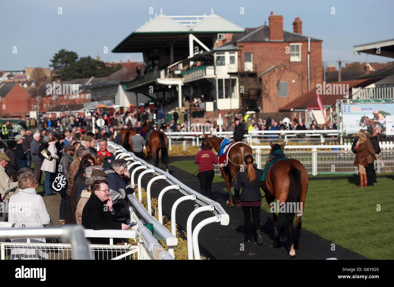 General view of the parade ring at Warwick Racecourse, Warwick Stock ...