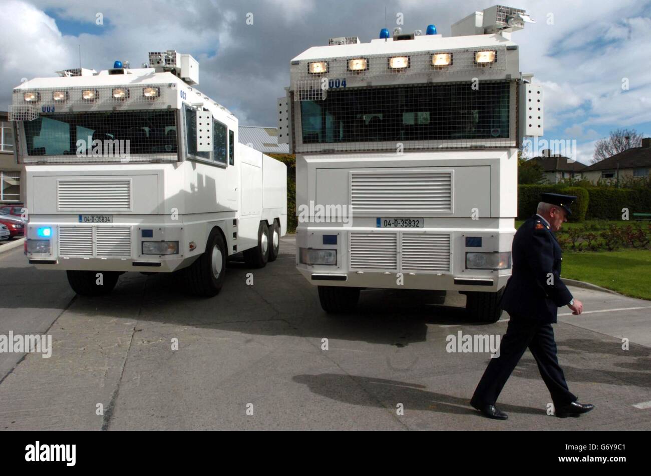 Displays two somati water cannons at santry garda station hi-res stock ...