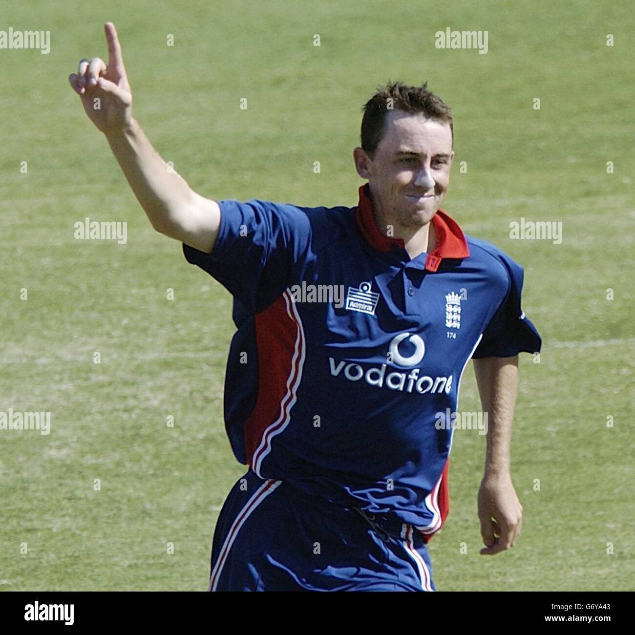 England bowler Rickki Clarke celebrates the wicket of West Indian ...