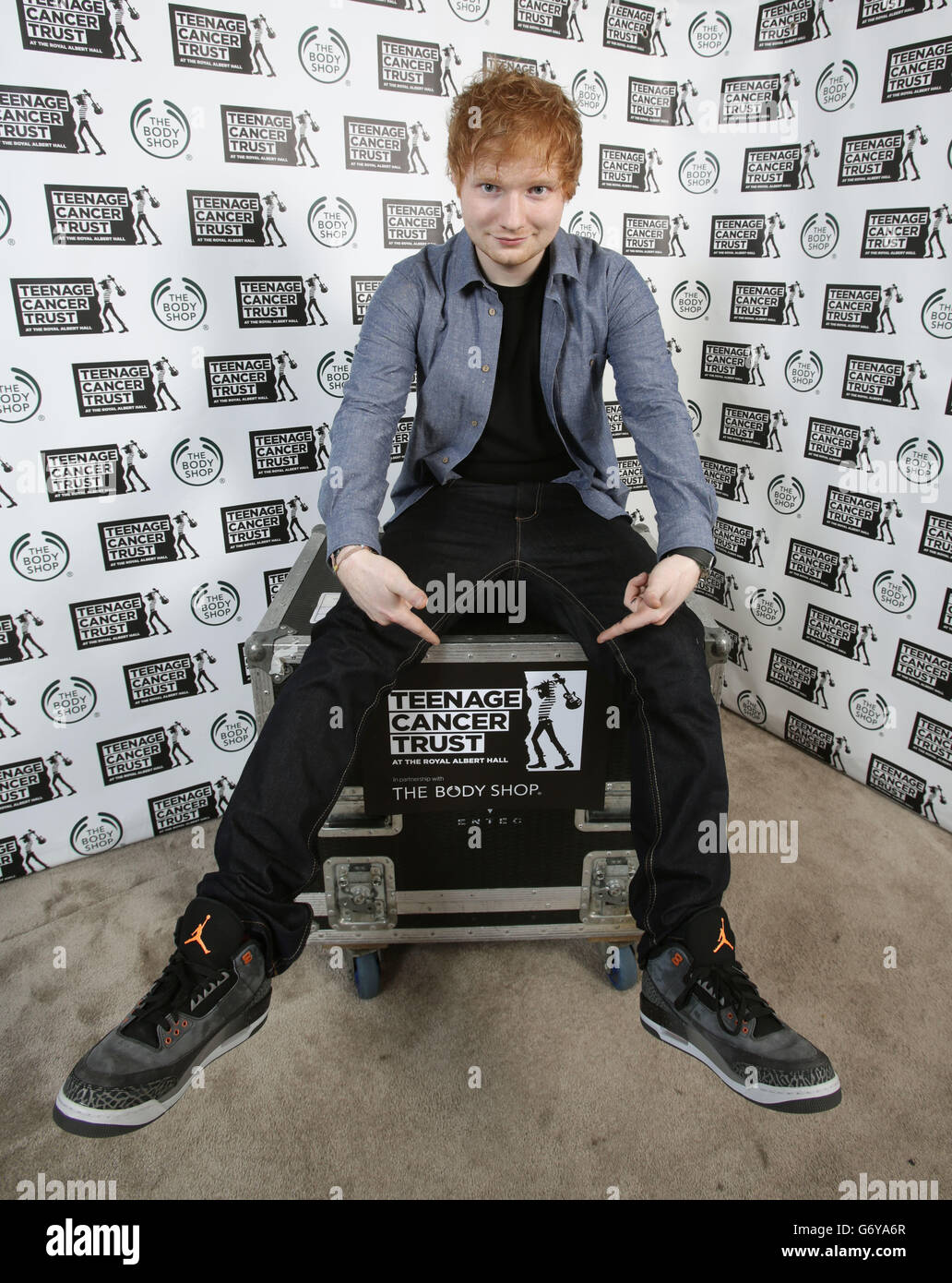 Ed Sheeran backstage during the Teenage Cancer Trust series of charity ...