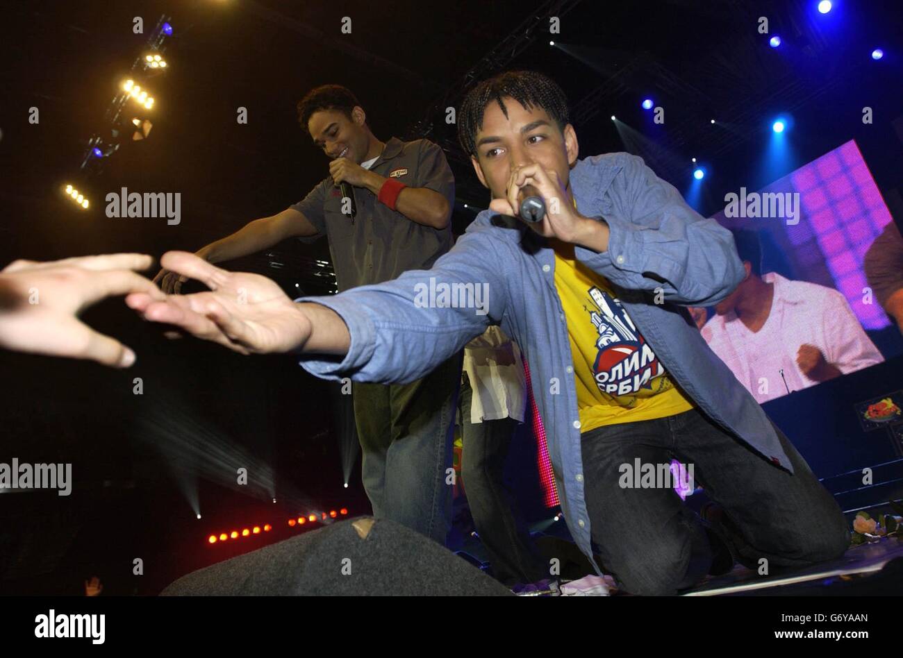 Pop group 3T perform live on stage during the third annual Fox Kids ...