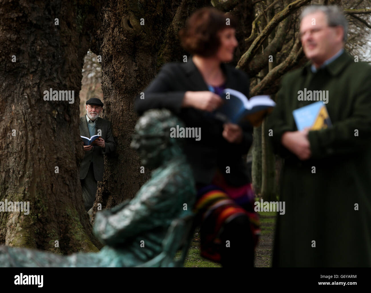 (left to right) Novelist, playwright and poet Dermot Bolger, poet Enda ...