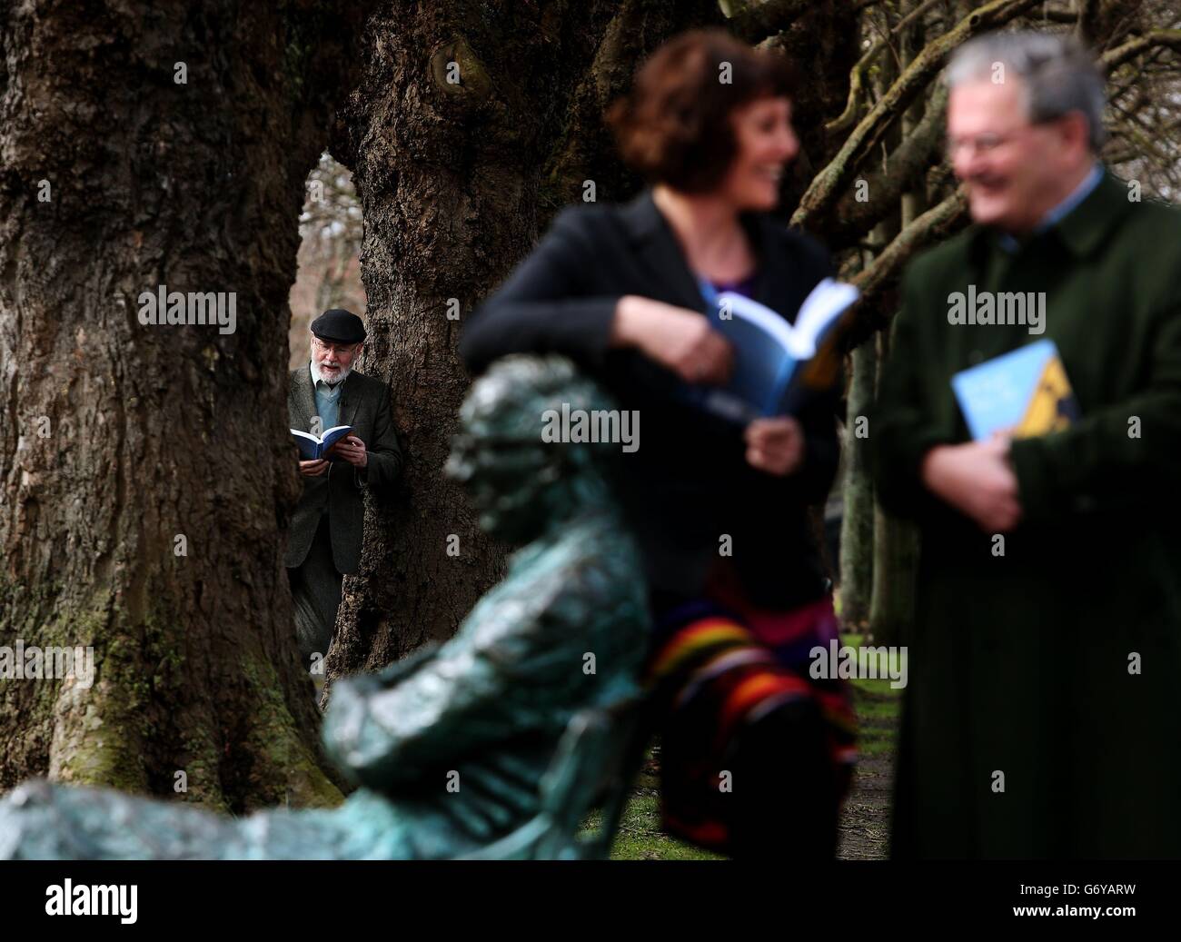 (left to right) Novelist, playwright and poet Dermot Bolger, poet Enda ...