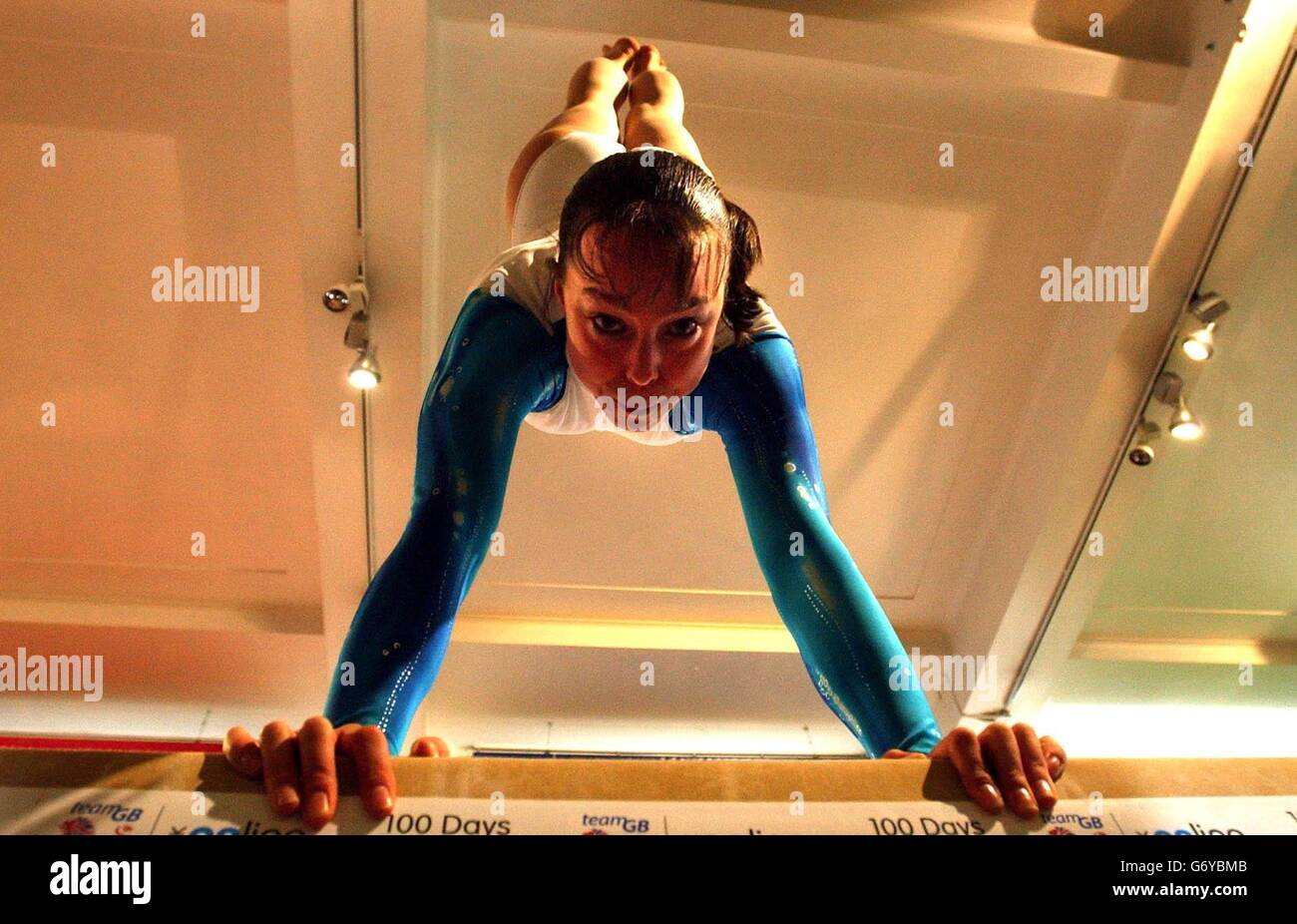 British Gymnast Beth Tweddle performs a display on the beam, at the ...