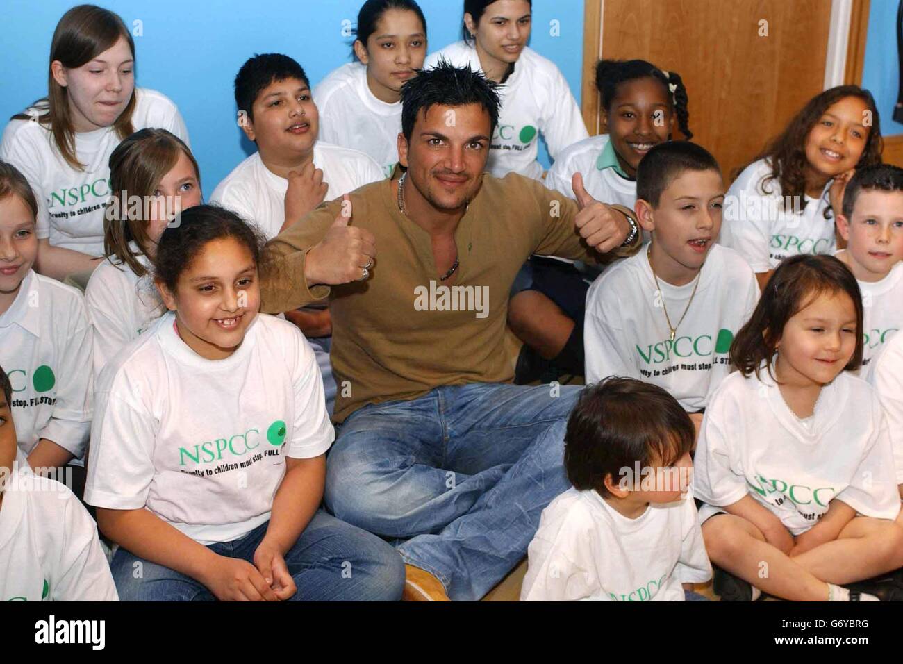 Singer Peter Andre with young NSPCC supporters in east London, where he ...