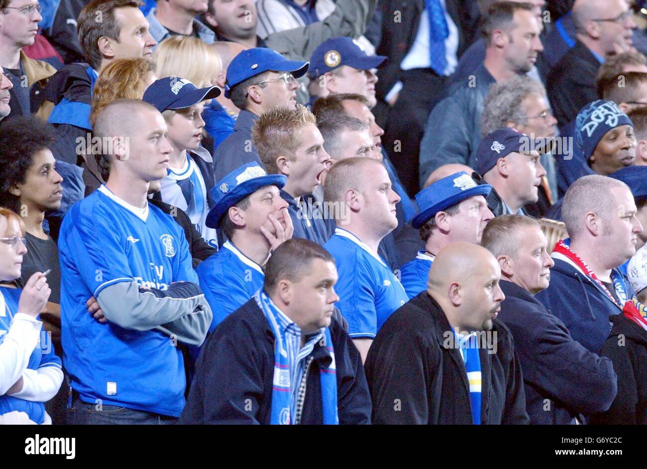 Chelsea fans watch as their team lose 5-3 on agg to Monaco, during ...