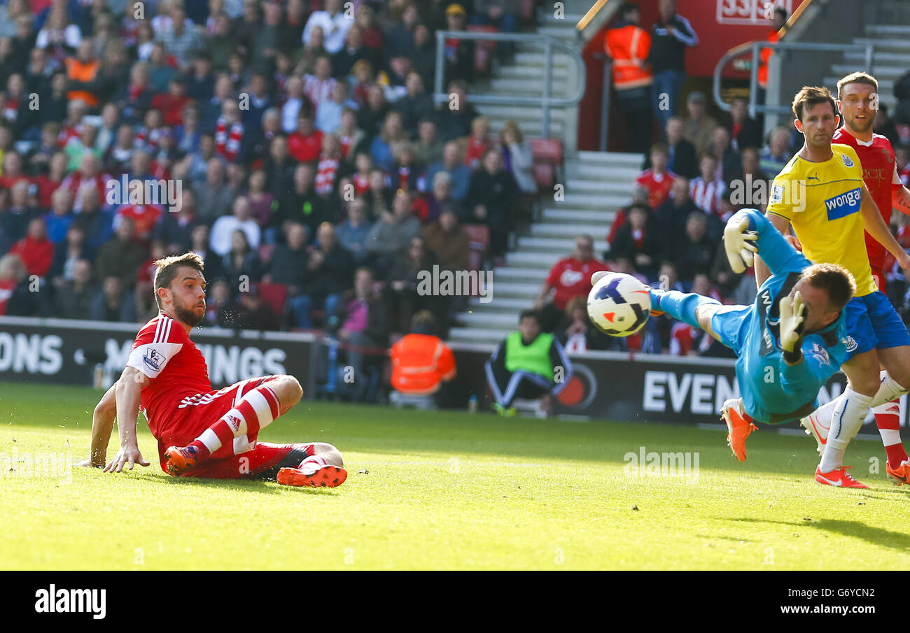 Southampton's Jay Rodriguez's shot is saved by Newcastle United's Rob ...
