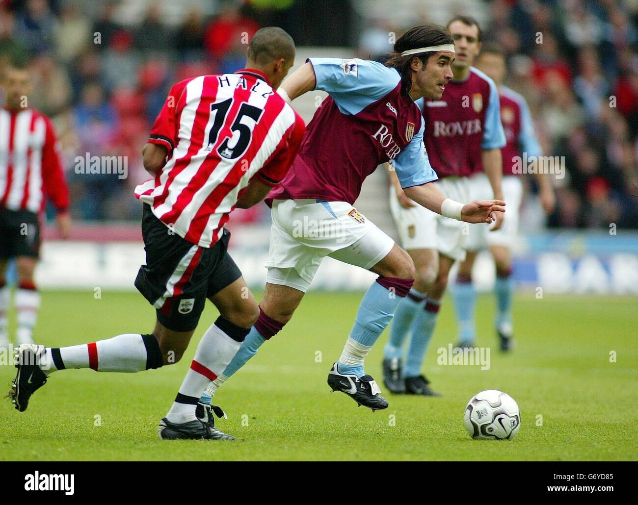Southampton's Fitz Hall is beaten by goal scorer Juan Pablo Angel of ...