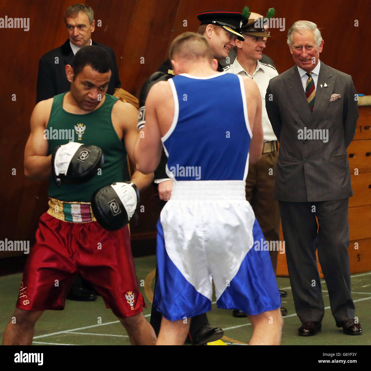 The Prince of Wales watches members of the Mercian Regiment boxing team ...