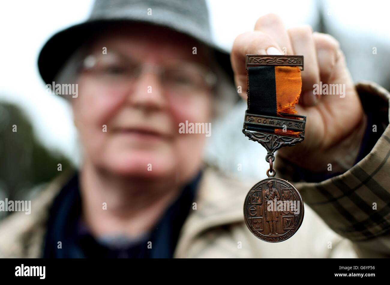 Maura Deegan Kavanagh, from Gorey, Wexford, displays a Cumann na mBan ...