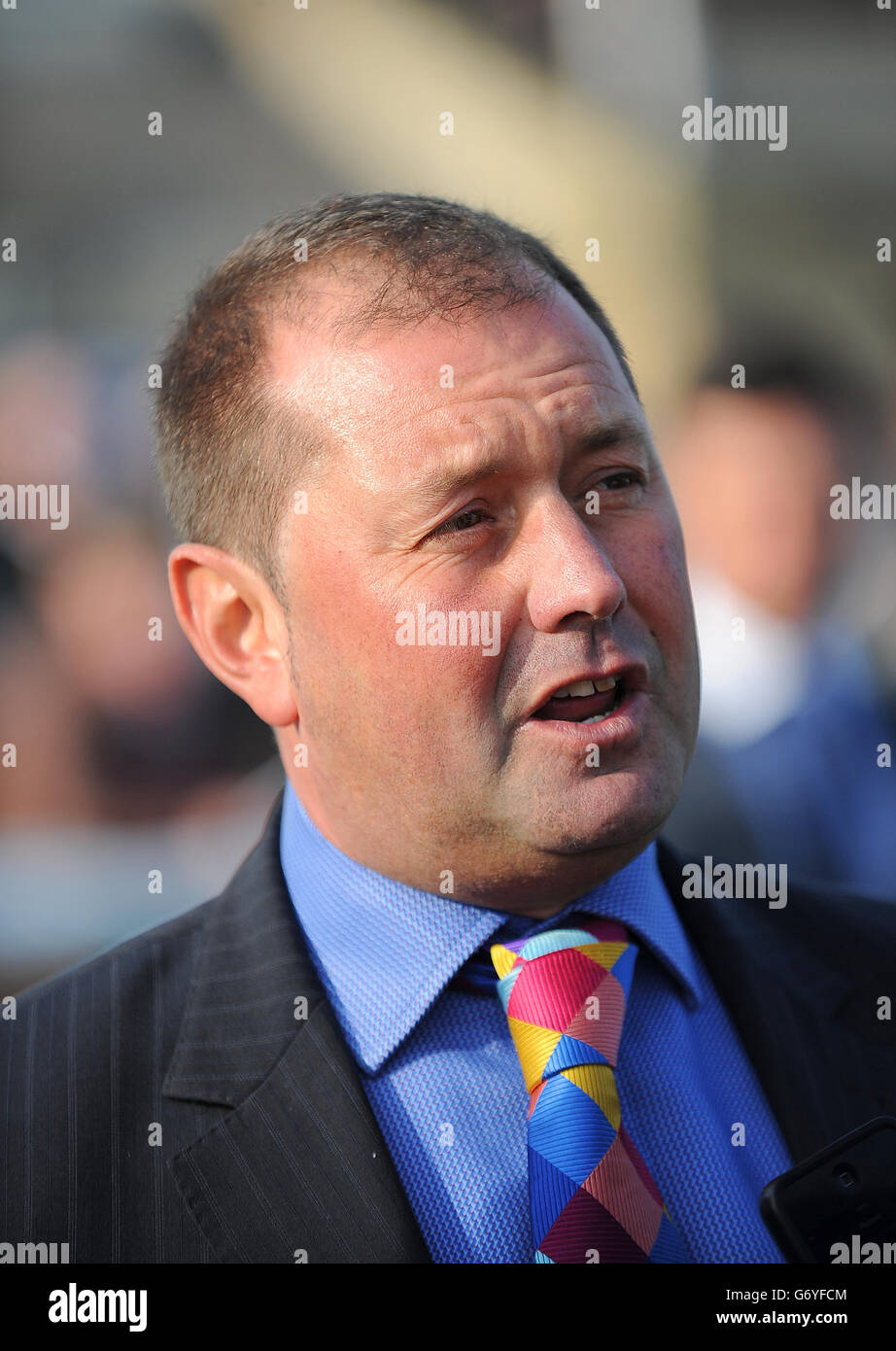 Race horse trainer, John Ryan being interviewed after his horse Ocean ...