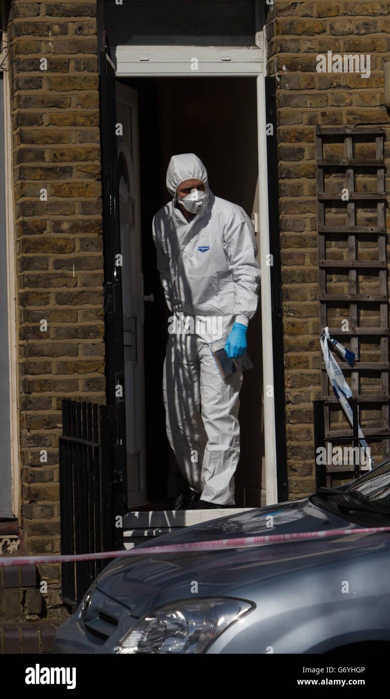 Police at the scene in Eastway, Hackney, east London, where a teenage ...