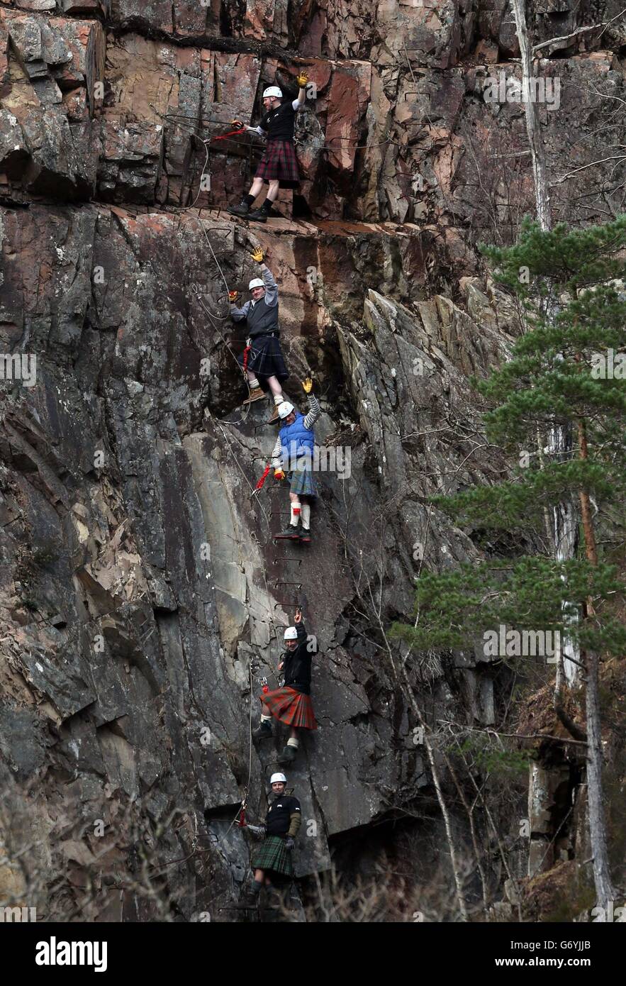 Climbers in kilts climb Scotland's first Via Ferrata based in ...