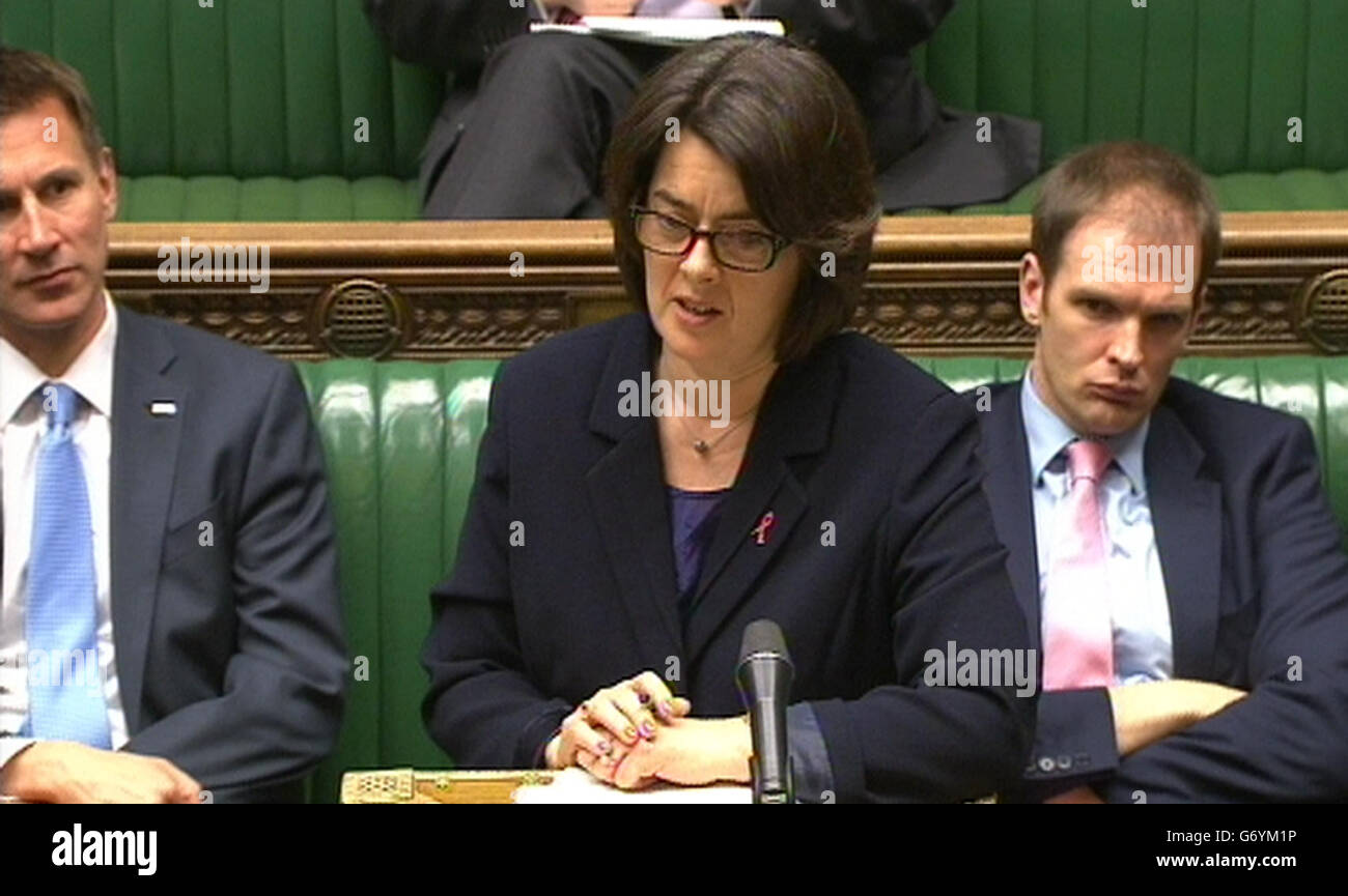 Health Minister Jane Ellison speaks in the House of Commons, London ...