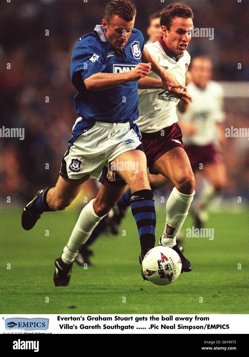 Soccer - Everton v Aston Villa. Everton's Graham Stuart gets the ball ...